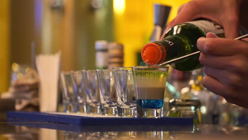Bartender Pouring Tequila Shots - Side Angle Stock Footage - Video of ...