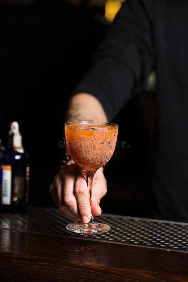 Bartender Preparing Alcoholic Cocktail Stock Photo - Image of beverage ...