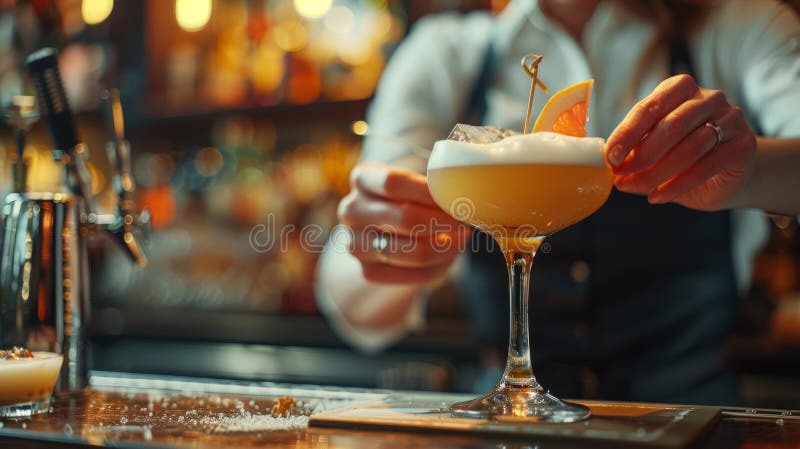 Bartender Preparing Cocktail at Bar Stock Image - Image of glassware ...