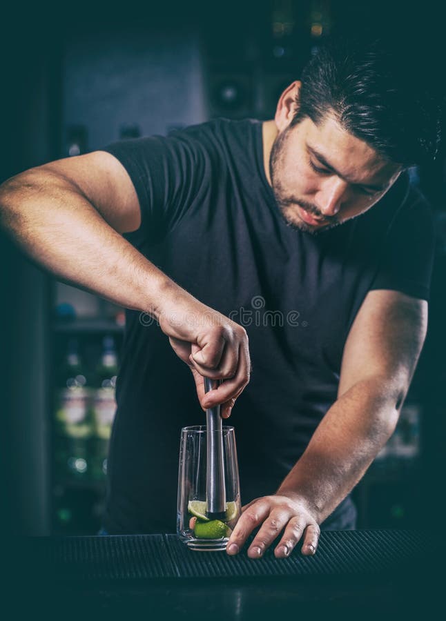 Bartender Preparing Cocktail Stock Image - Image of muddler ...
