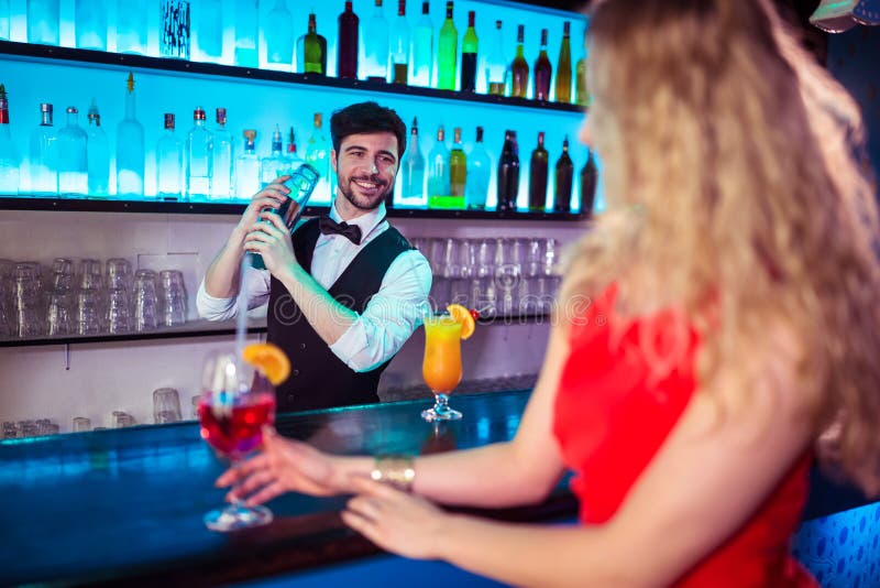 Bartender Preparing Cocktail for Customer Stock Photo - Image of ...