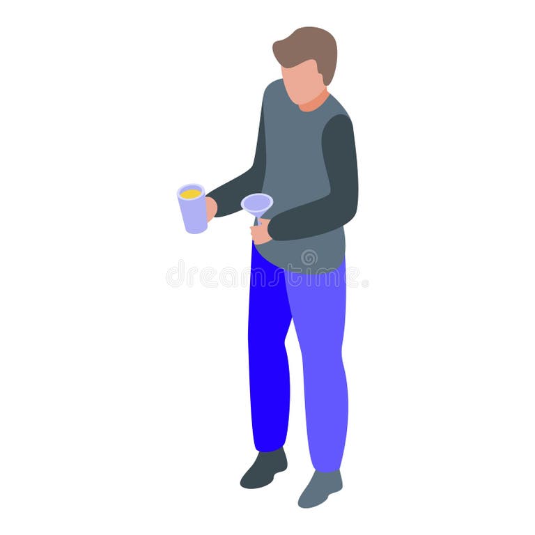 Bartender Preparing Cocktail Using Jigger and Shaker Isometric ...