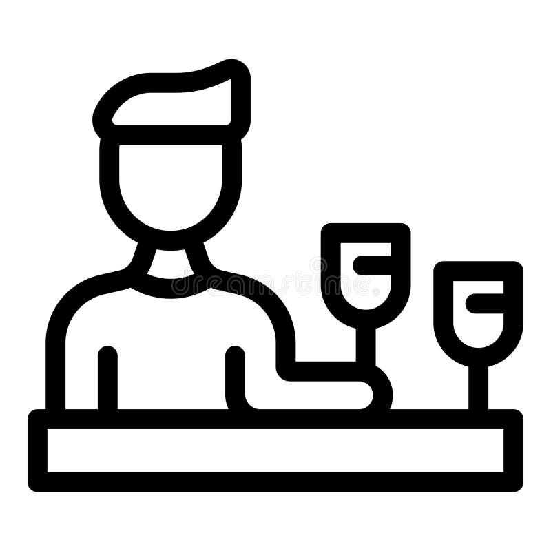 Bartender Preparing Cocktails Behind Bar Counter Icon Stock ...