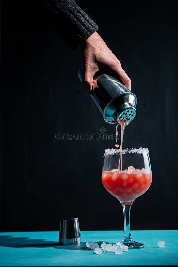 Bartender S Hand Adding Syrup To a Cocktail with Ice Stock Image ...