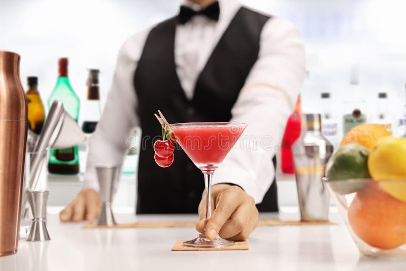 Bartender Serving an Alcoholic Cocktail Drink Stock Photo - Image of ...