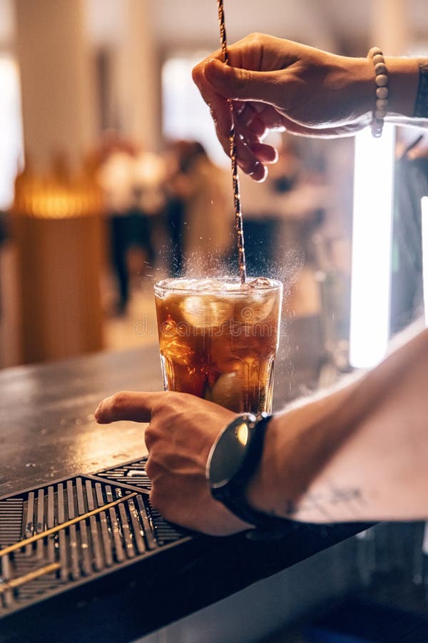Bartender is Stirring Cocktail Stock Photo - Image of beverage ...