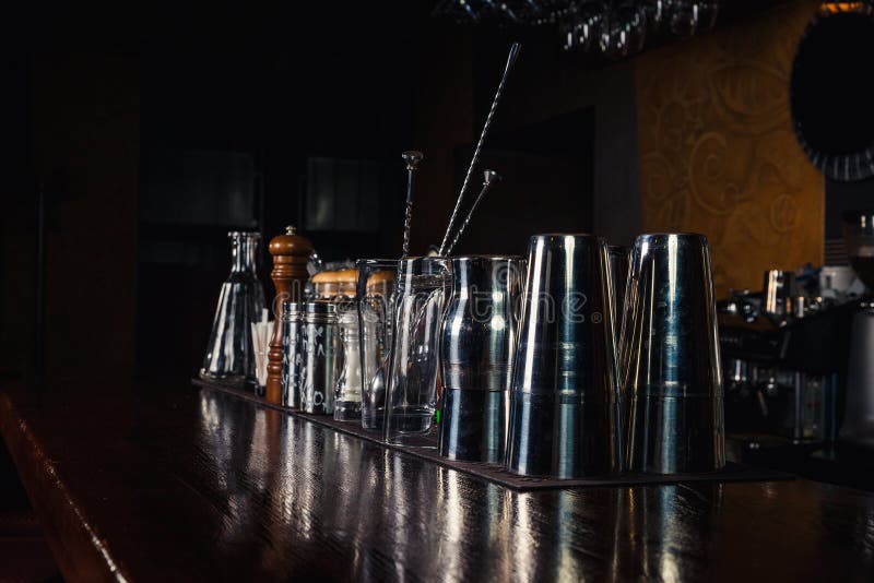 Bartender tools on bar stock image. Image of bartending - 87619061