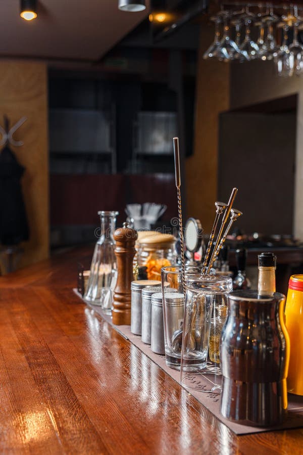 Bartender tools on bar stock image. Image of lifestyle - 87748487