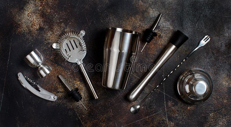 Bartender Tools for Cocktail Making Stock Photo - Image of barmen ...
