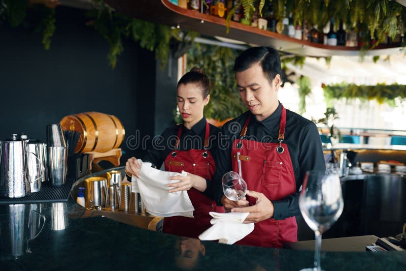 Preparing Restaurant for Opening Stock Photo - Image of barista, waiter ...
