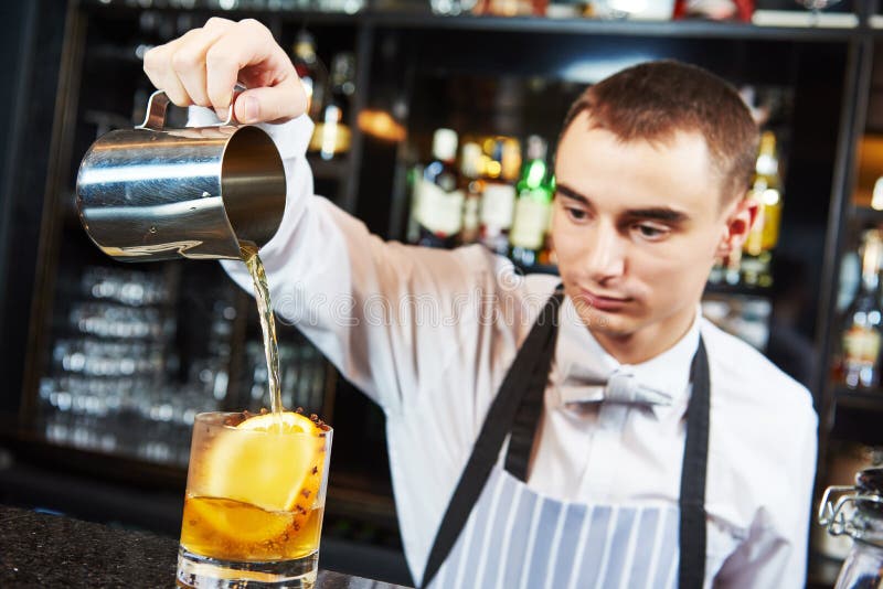 Bartender work at bar stock photo. Image of male, line - 54368126