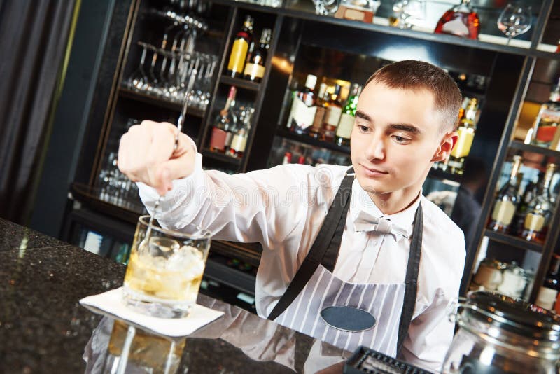 Bartender work at bar stock image. Image of adult, beverage - 55429099