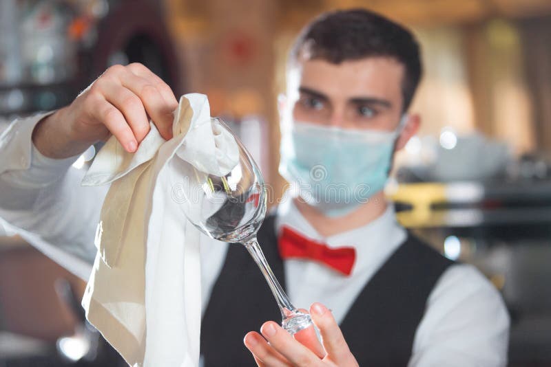 Bartender is Working at the Bar in the Restaurant Stock Photo - Image ...