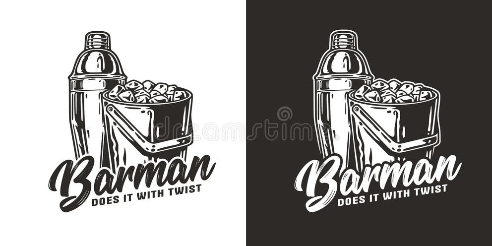 Bartending Design with Shaker and Ice for Cocktail Bar and Bartender or ...