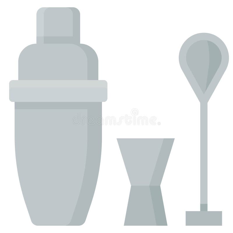 Bartending Equipment Icon, Shaker Jigger and Bar Spoon Stock Vector ...