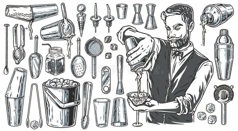 Bartender Tools Stock Illustrations – 467 Bartender Tools Stock ...