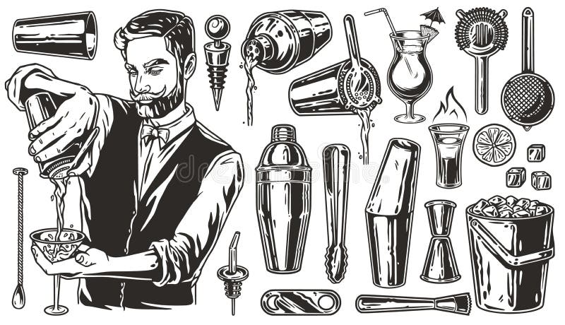 Bartender Tools Stock Illustrations – 465 Bartender Tools Stock ...