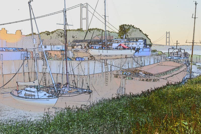 Barton upon Humber Jetty stock illustration. Illustration of line ...