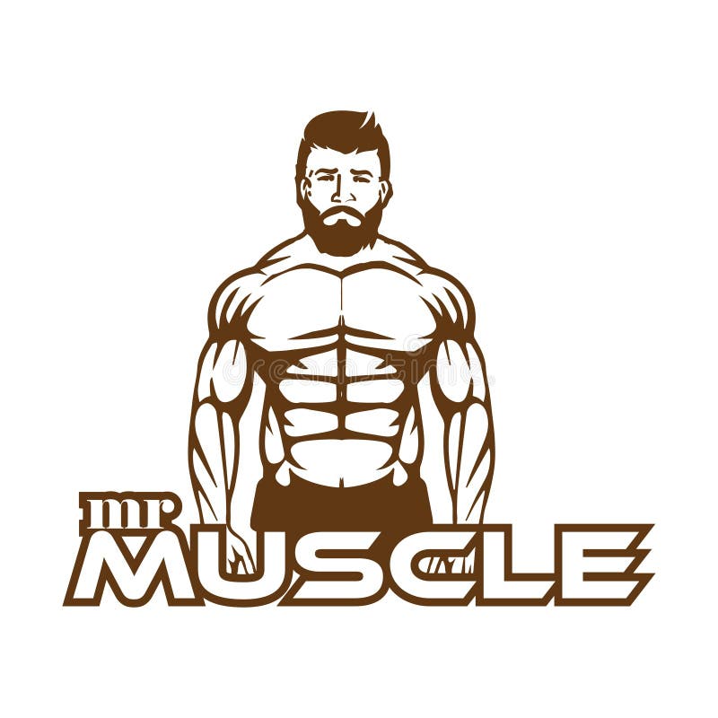 Gym, Bodybuilding Logo or Label. Strong Man with Big Muscles. Vector ...
