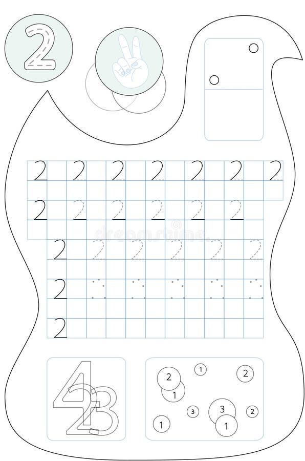 Kolorystyki Strony Liczby Jeden Printable Worksheet Ilustracja Wektor ...