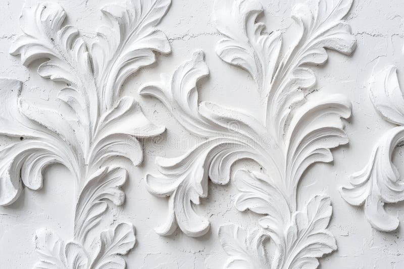 Bas-relief Beautiful Floral Pattern Against a White Abstract Backdrop ...