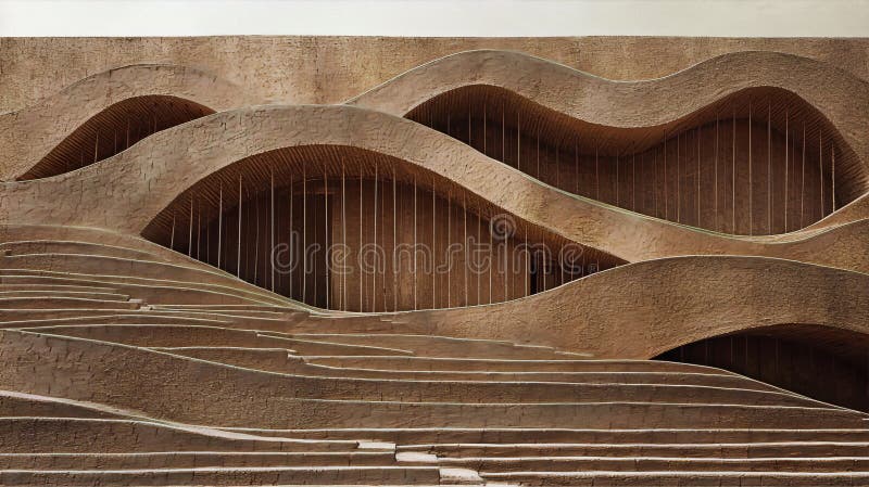 Bas-relief in Clay with an Abstract Pattern of Waves in the Art Nouveau ...