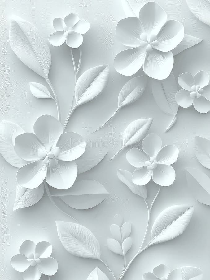 This Bas-relief Features a Spray of Flowers on a Textured Background in ...