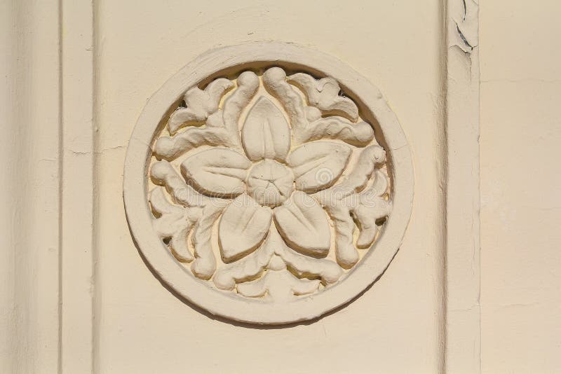 Bas-relief with a Flower Pattern on the Wall Stock Photo - Image of ...