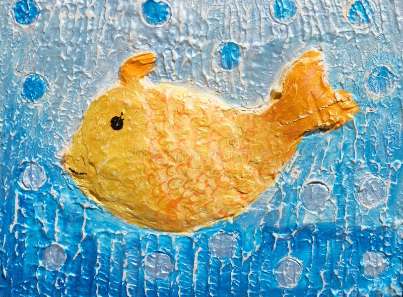 Bas-relief `goldfish`, Handmade. Materials: Putty, Acrylic Paints Stock ...