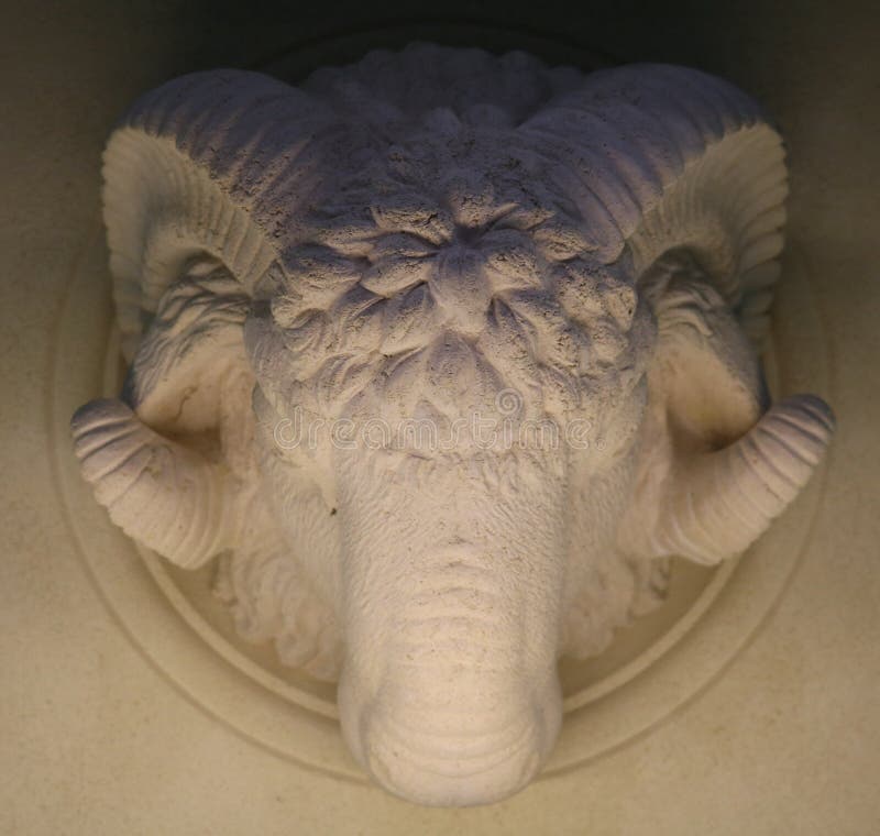 Bas-relief of a ram s head stock image. Image of convex - 79996321