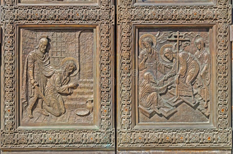 Bas-relief religious stock photo. Image of cuprum, hammering - 134858384