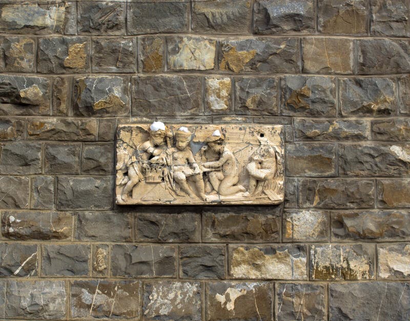 Bas-relief on a stone wall stock image. Image of carpathian - 112223945