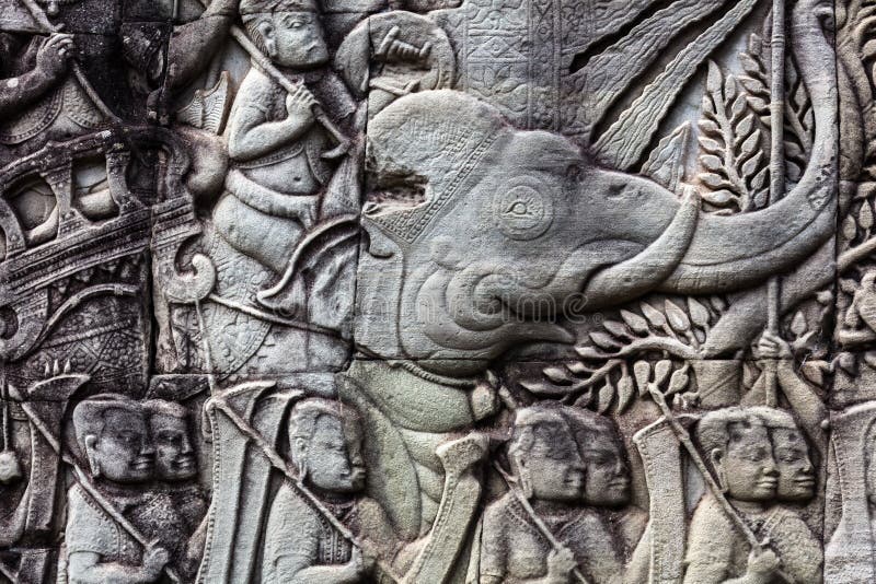 Bas-relief on the wall stock photo. Image of east, combat - 133016440