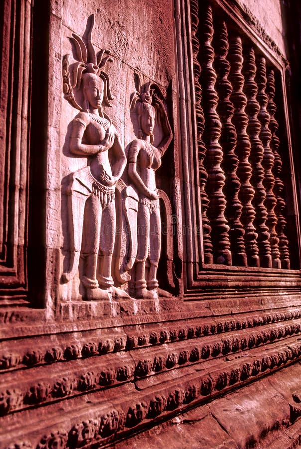 Bas-reliefs Angkor Wat stock photo. Image of locations - 501830