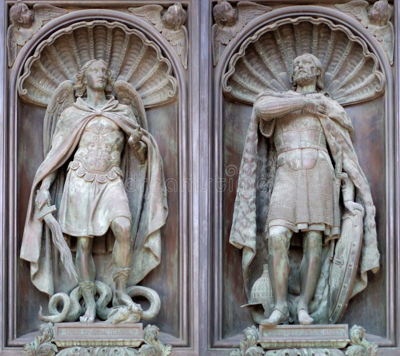 Bas-reliefs of Archangel and Nevsky Stock Image - Image of isaac ...
