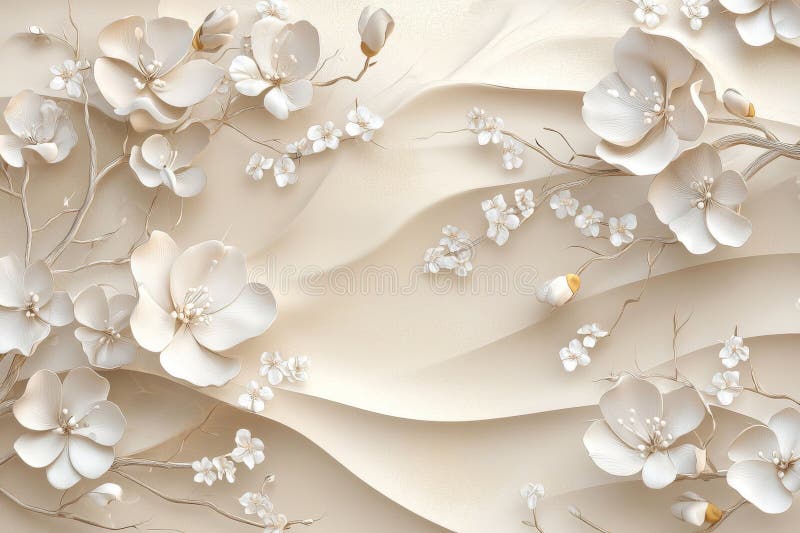 Bas-reliefs of Tree Branches and Flowers Depicted in Porcelain Stock ...