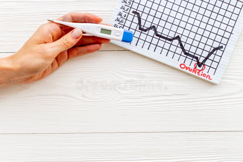 Basal Temperature Calendar with Hands Holding Ovulation Home Test Stock ...