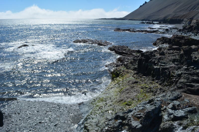 Basalt Coast of the Atlantic Ocean in the Eastern Fjords in Iceland ...
