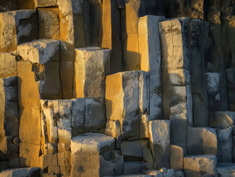 Basalt Column Textures at Sunset Stock Photo - Image of landscape ...
