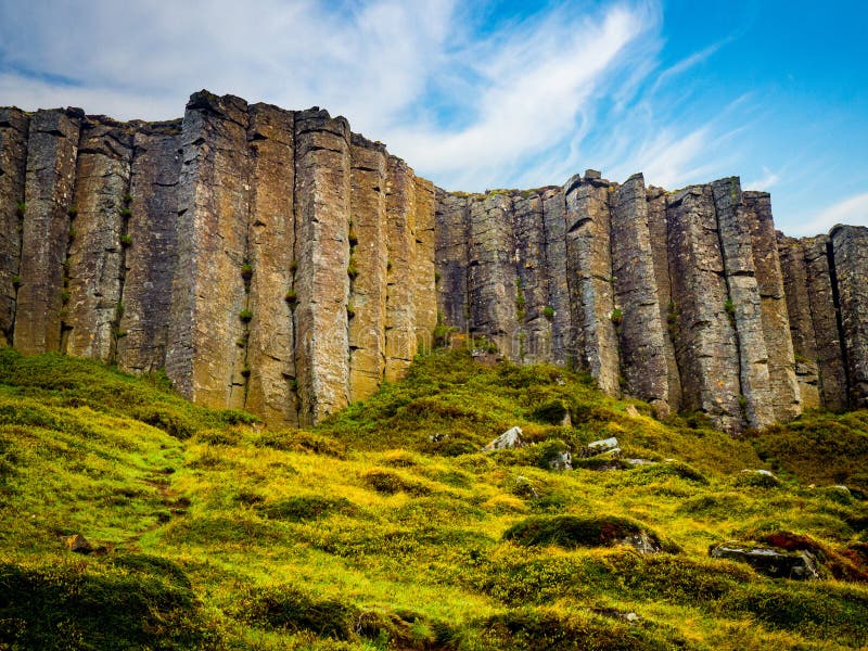 Basalt Column Wall in Iceland Stock Image - Image of geology, travel ...