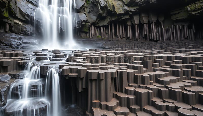 Basalt Columns Waterfall Scene, Columnar Basalt, Waterfall Nature, Rock ...