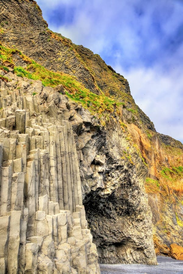 Basalt Column Cave At Reynisfjara Beach, Iceland Stock Photo - Image of ...