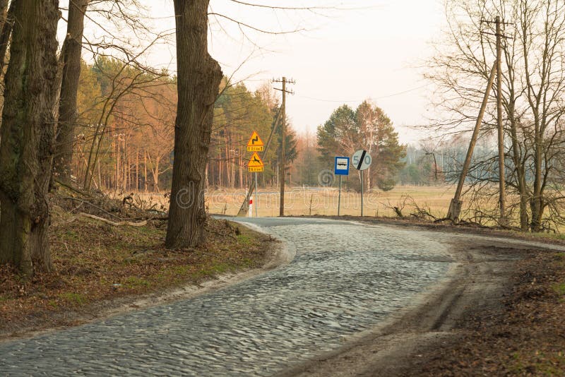 Basalt Paved Road through the Forest. Stock Photo - Image of basalt ...