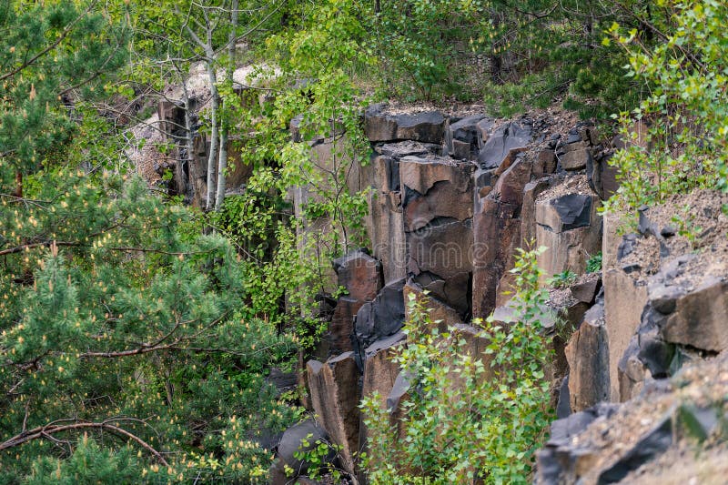 Basalt Pillars in an Abandoned Quarry. Abandoned Basalt Quarry As a ...
