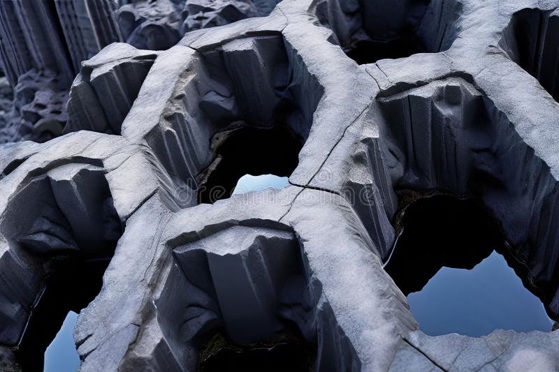 Basalt Pillars a Close Up of Hexagonal Basalt Columns Illustrati Stock ...