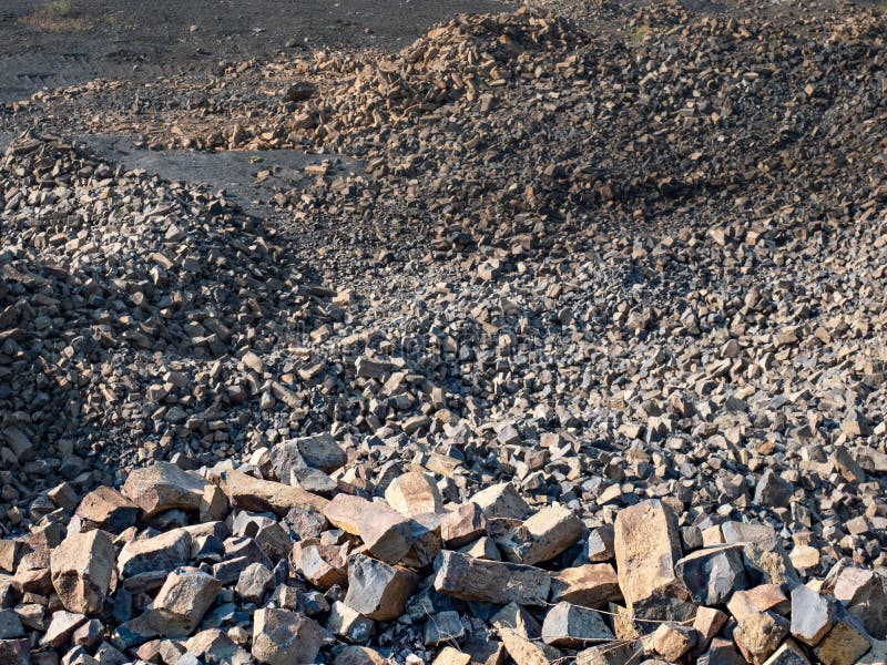 Basalt Quarry. Marks of Excavator Operating in a Rock Quarry Stock ...