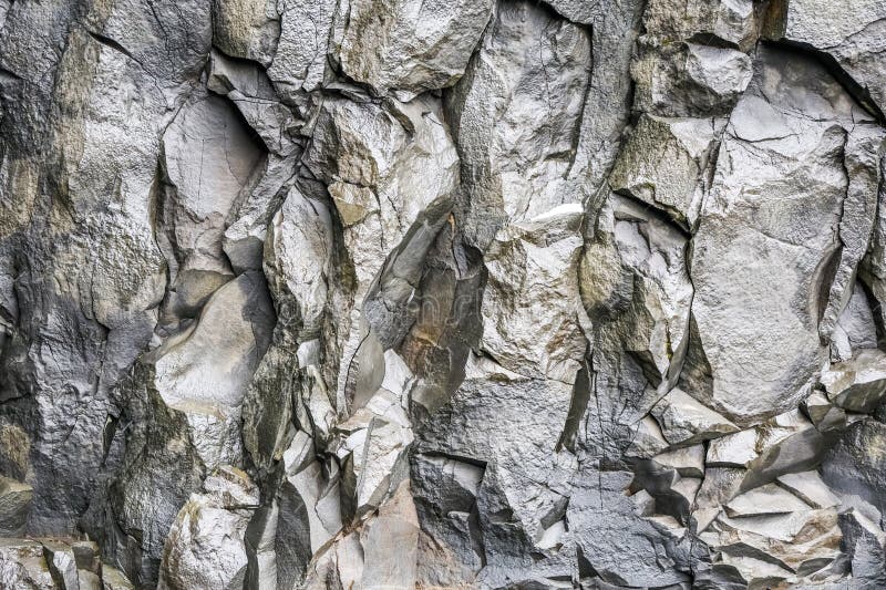 Basalt Rock Formations Creating Dramatic Landscape in Iceland Stock ...