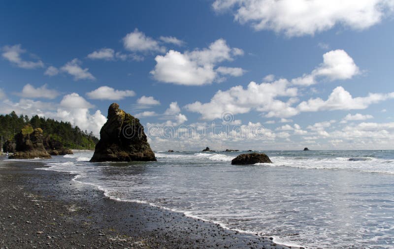 Basalt rocks at Ruby beach stock photo. Image of state - 187212448