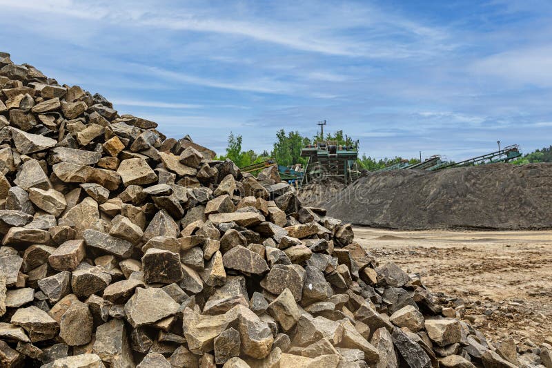 Basalt Stones in a Quarry. Columnar Basalt Quarry in Summer Stock Image ...