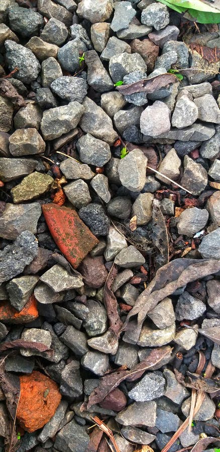 Basalt and Trap Building Stones and Some Dry Leaves Stock Photo - Image ...